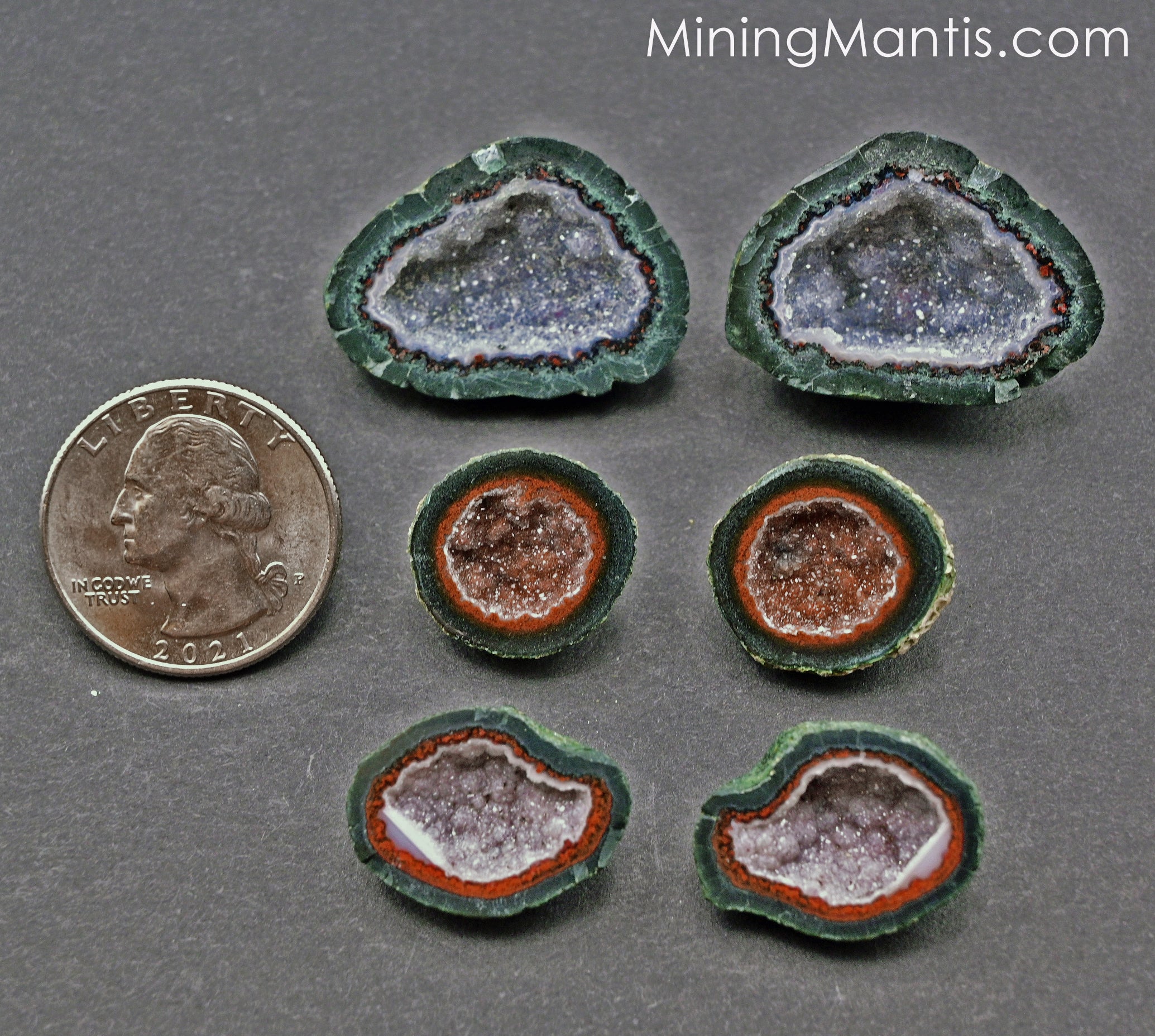 Set of Small Agate Geodes – Mining Mantis